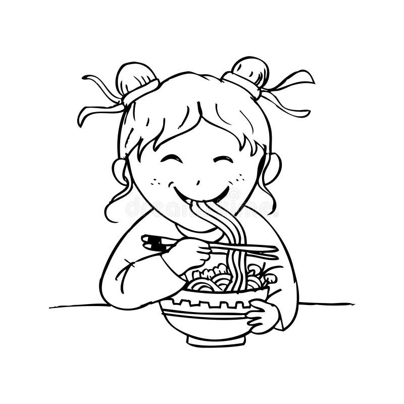 Girls Eating Colouring Pages Sketch Coloring Page
