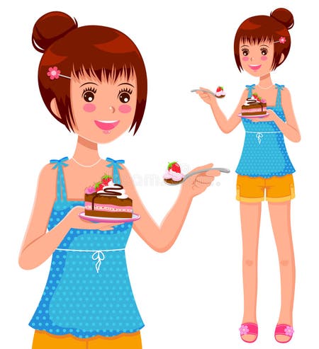 Cartoon Girl Eating Cake Stock Illustrations – 1,210 Cartoon Girl ...