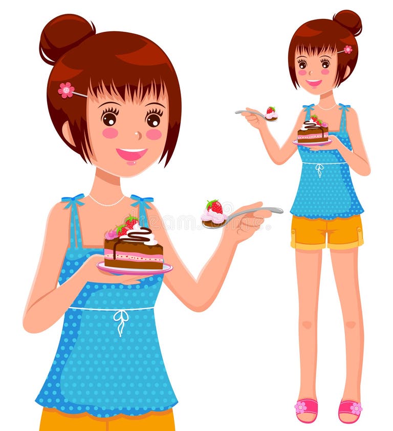 Cartoon Girl Eating Cake Stock Illustrations – 1,198 Cartoon Girl ...