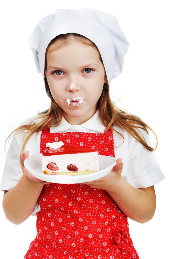 Girl eating cake stock image. Image of cute, eating, cream - 35665239