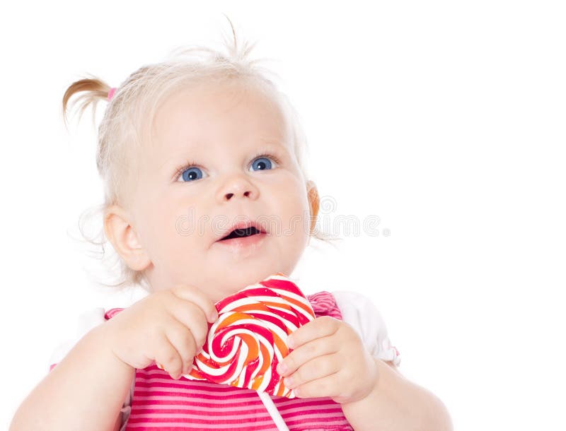 Cheerful Baby Girl, Birthday Card Stock Image - Image of white, girl ...