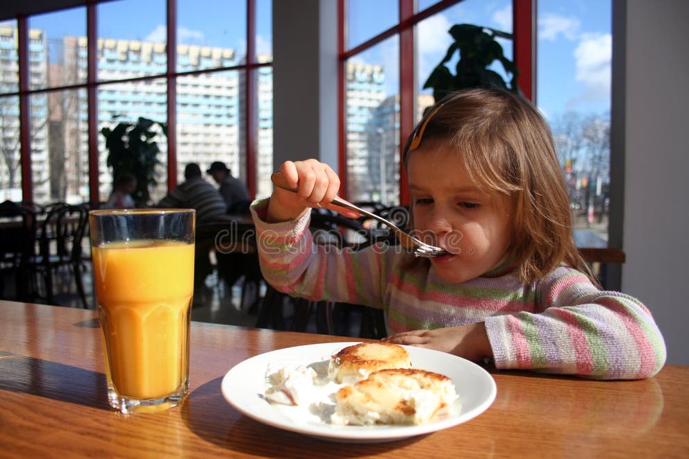 Girl Eating Cheese Cake with a Fork Stock Image - Image of self ...