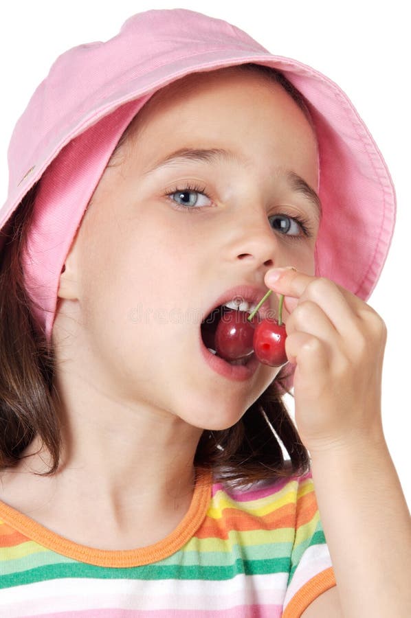 Girl with cherries stock image. Image of girl, happiness - 3503571