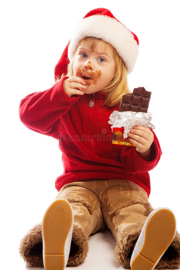 Two Little Girls Eating Chocolate Stock Photo - Image of posing, beauty ...