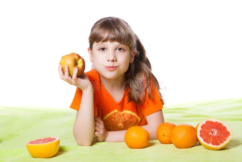 Girl eating fruit stock image. Image of juice, fruit - 49945713