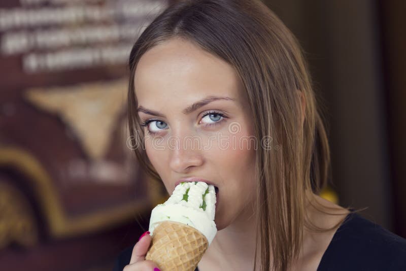 Girl eating ice cream stock photo. Image of tasty, girl - 50293174