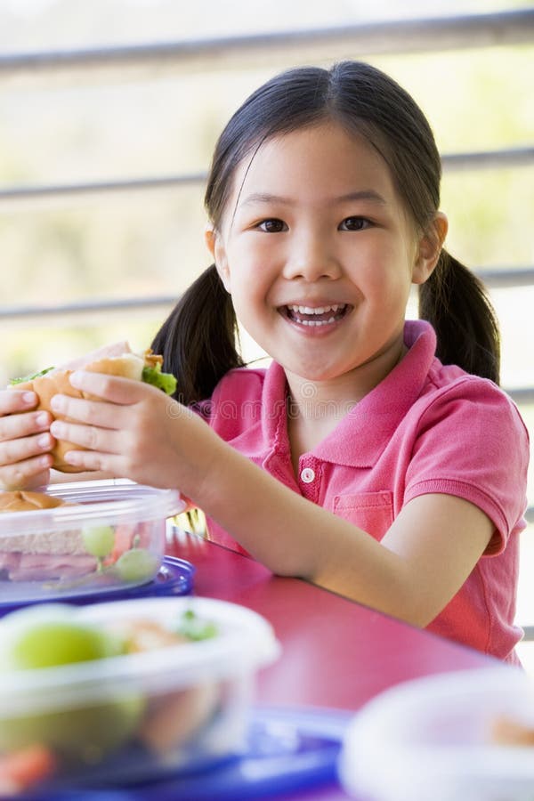 Girl Eating Lunch at Kindergarten Stock Photo - Image of packed ...