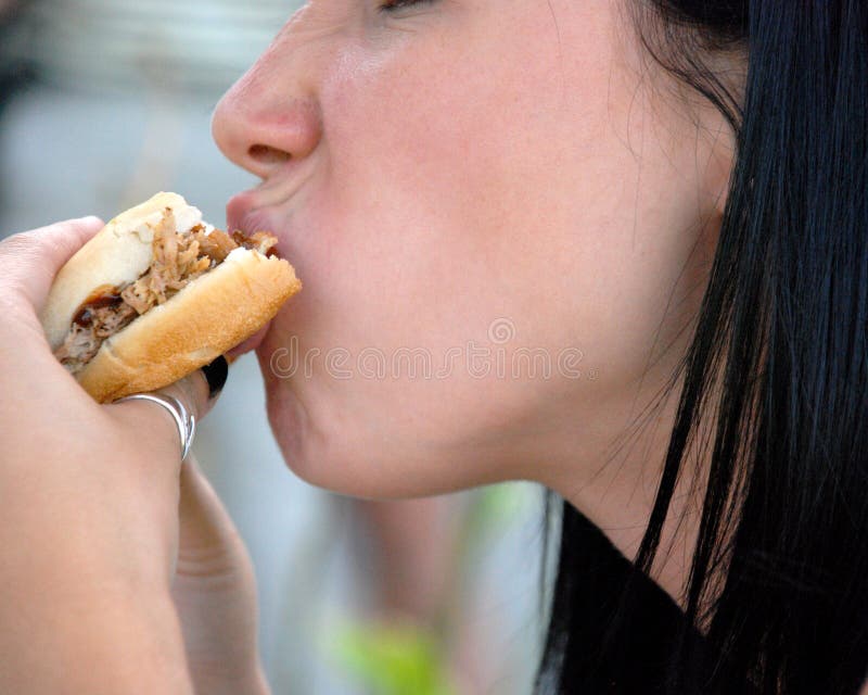 Girl Eating a Sandwich - Close Up Stock Image - Image of feast, chew ...