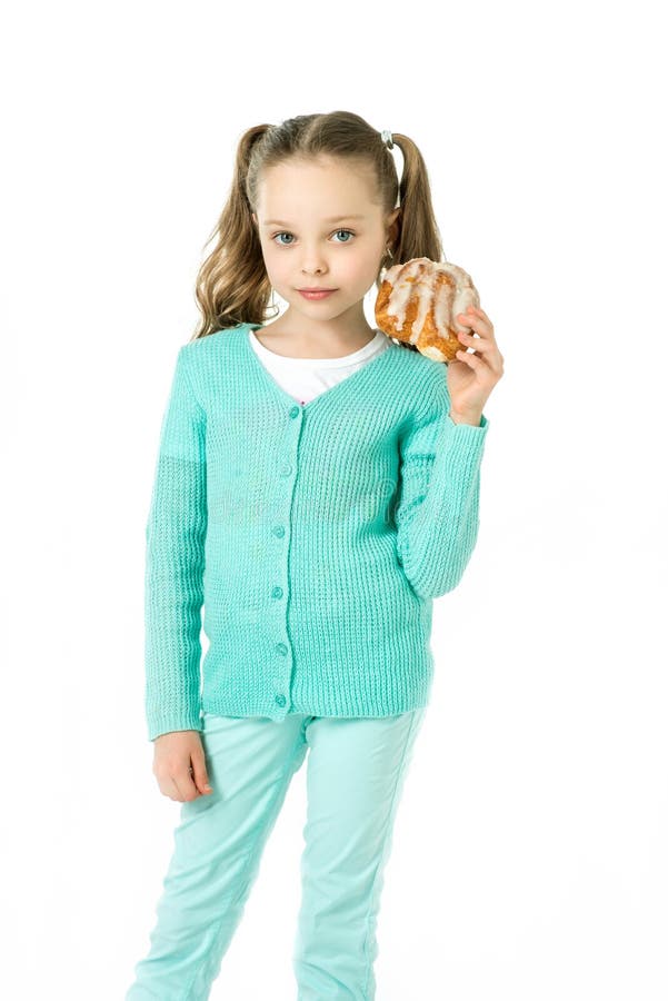 Girl Eating Sweet Rolls, Facial Expression Stock Image - Image of ...