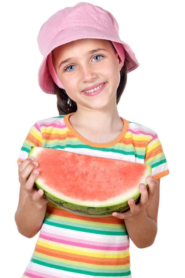 Girl eating watermelon stock image. Image of healthy, green - 2517343