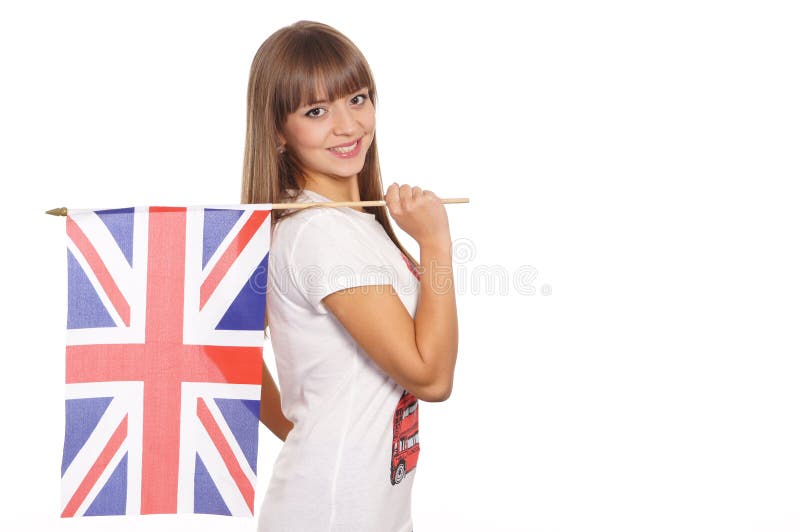 Girl with english flag stock image. Image of cute, nice - 21896923