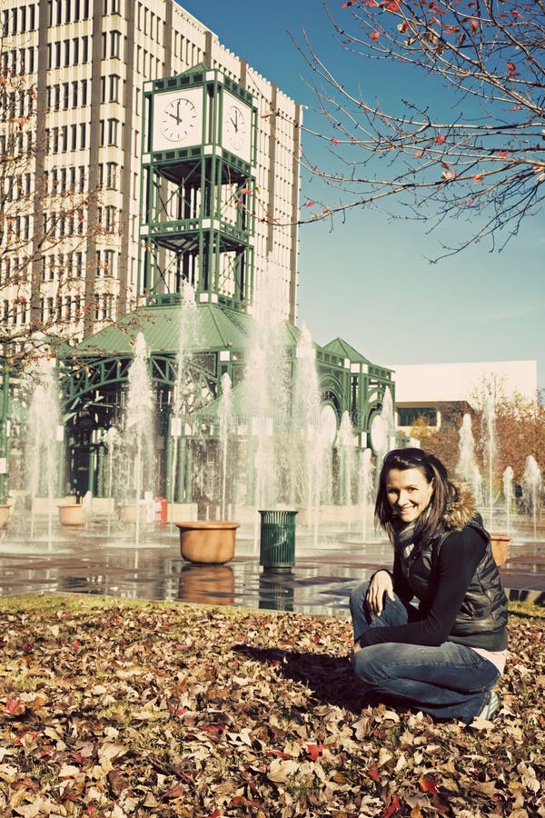 Girl Enjoying Fall in Memphis Stock Image - Image of fountain, pretty ...