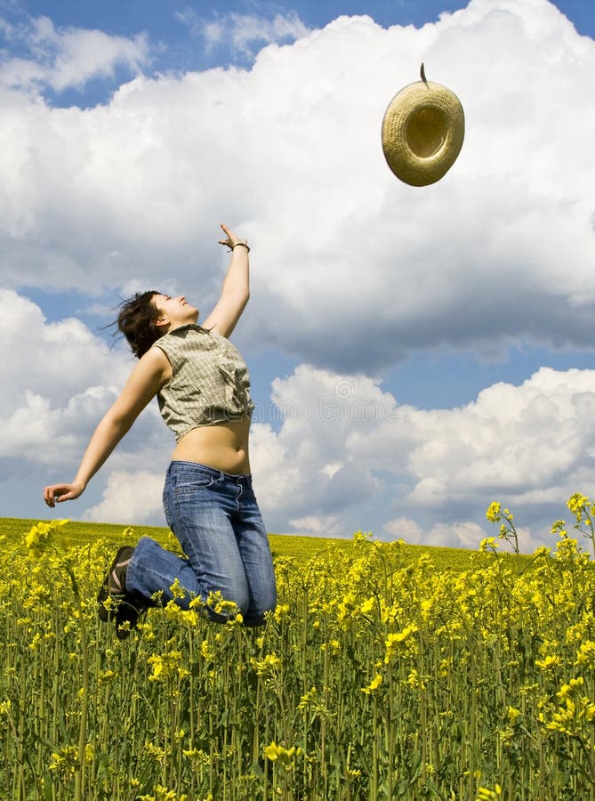 Girl enjoying spring stock image. Image of green, horizon - 5231893