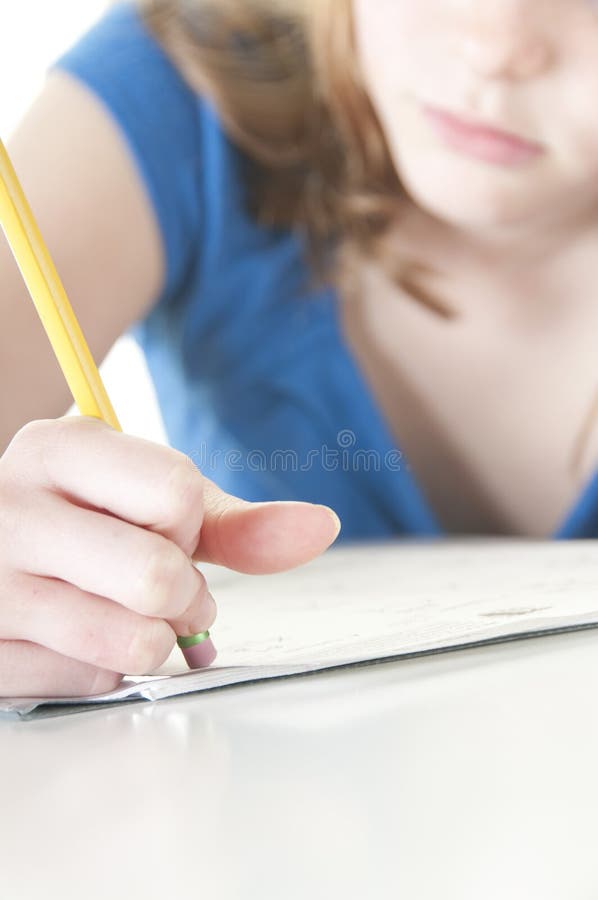 Girl Erasing Mistake with Homework Stock Photo - Image of educate ...