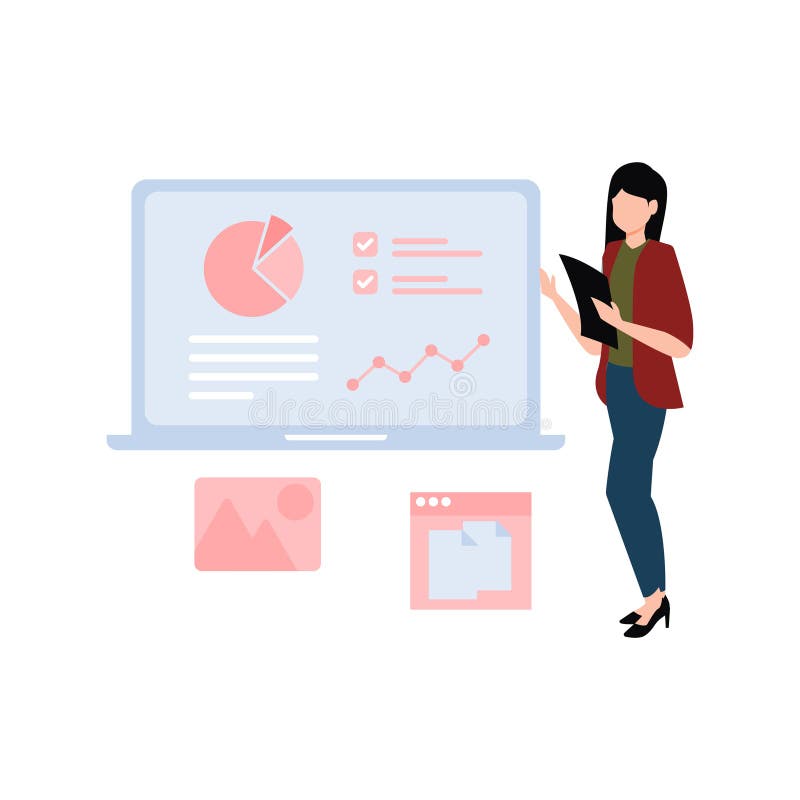 A Girl is Explaining about the Business Graph Stock Illustration ...