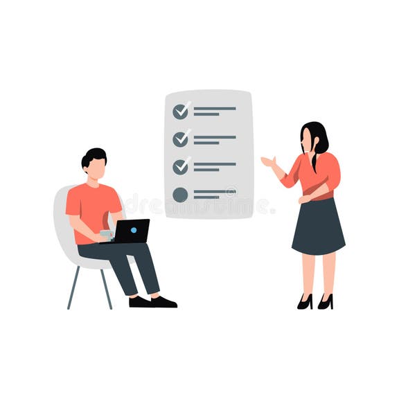 A Girl Explaining Checklist To Boy Stock Illustration - Illustration of ...