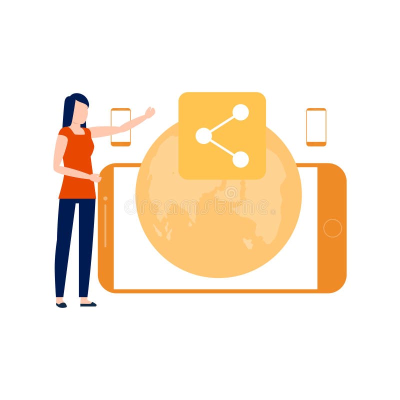 The Girl is Explaining How To Share Data Stock Illustration ...