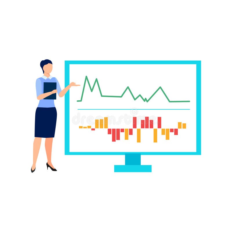 The Girl is Explaining about the Statistics Graph Stock Illustration ...