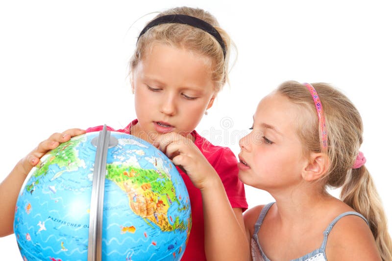 Girl Explore the World Globe Stock Photo - Image of persons, grade ...