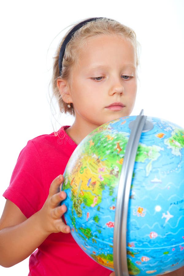Girl Explore the World Globe Stock Image - Image of girl, friends: 28640985