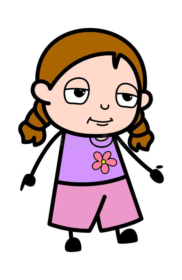 Girl Expressionless Face Cartoon Stock Illustration - Illustration of ...