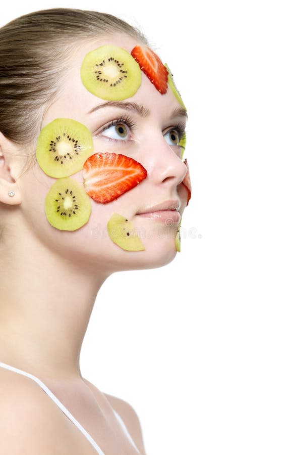 Fruit Facial Mask of Strawberry and Kiwi Stock Photo - Image of ...