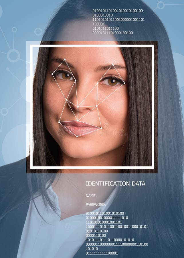 Concept Person Identification Beautiful Brunette Face Lines Stock ...