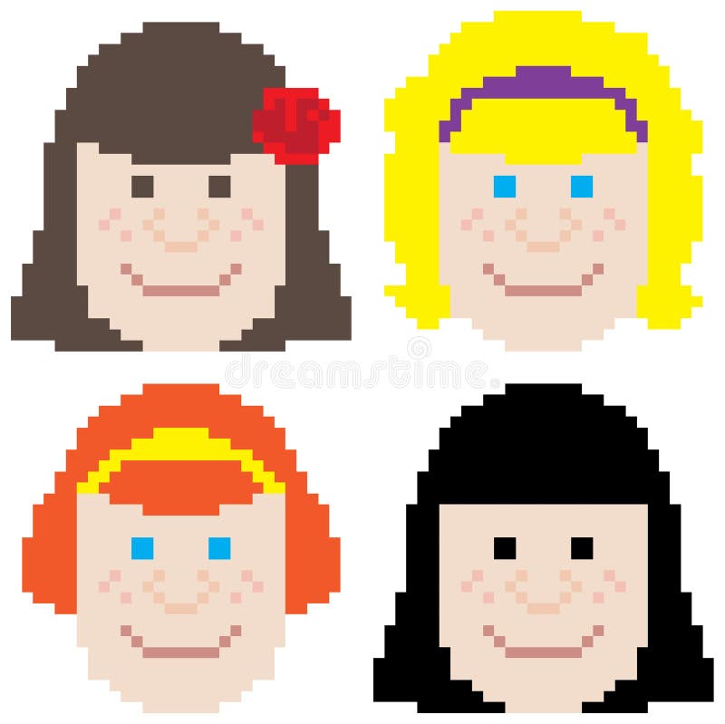 Girl Face Pixel Art Stock Illustrations – 1,115 Girl Face Pixel Art ...