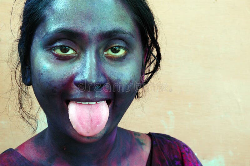 A GIRL FACE SMEARED with COLOUR Editorial Photography - Image of girl ...