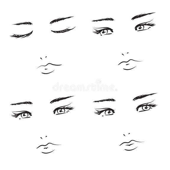 Girl Faces Eyes Nose Stock Illustrations – 338 Girl Faces Eyes Nose ...