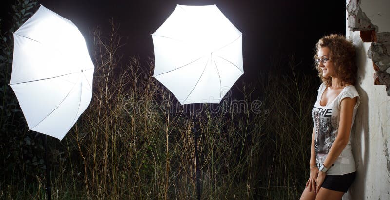 Girl Facing Studio Lighting Outdoors Stock Photo - Image of model, look ...