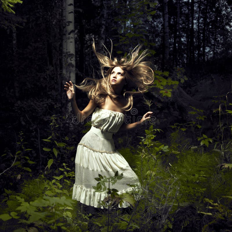 Girl in fairy forest stock photo. Image of elegance, nature - 15800948