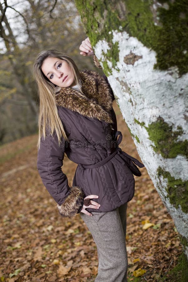 Girl fall forest stock photo. Image of fall, pretty, leav - 11911696