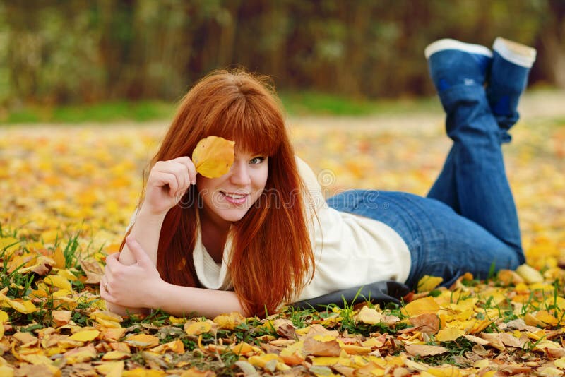 Girl in fall stock photo. Image of nature, enjoy, beauty - 46735132
