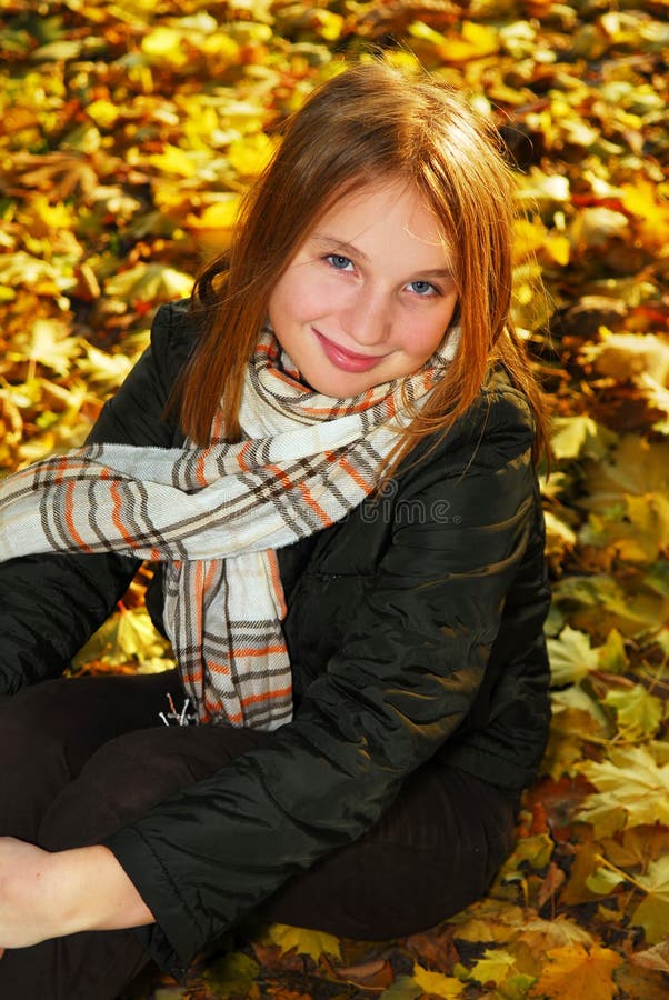 Girl in a fall park stock image. Image of child, beauty - 3698259