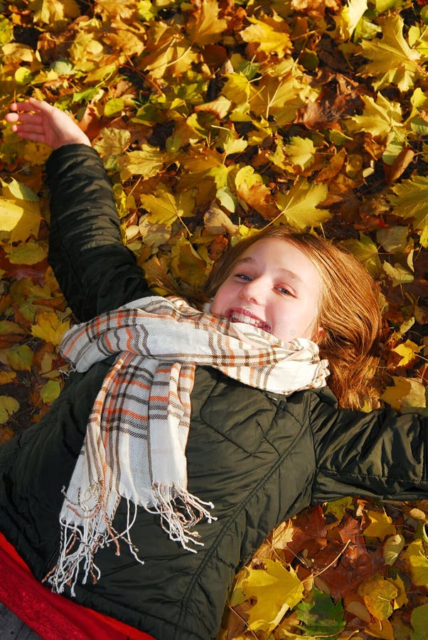 Girl in a fall park stock image. Image of child, beauty - 3698259