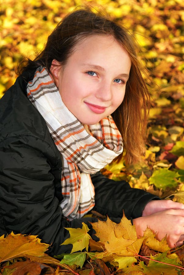 Girl in a fall park stock image. Image of child, beauty - 3698259