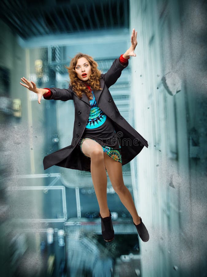Girl Falling Down from the Roof Stock Image - Image of assassination ...