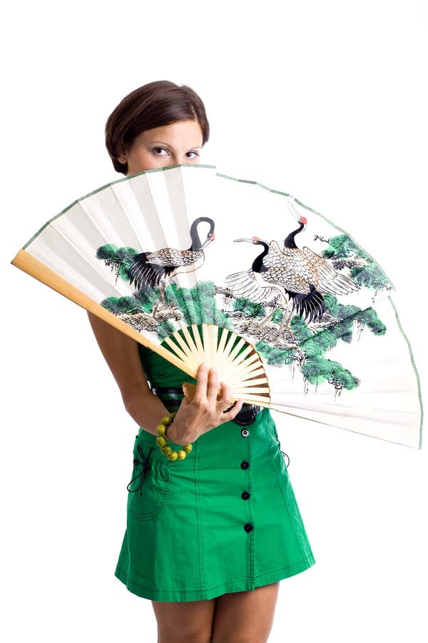 Girl with fan stock image. Image of fashion, mystery - 11688193