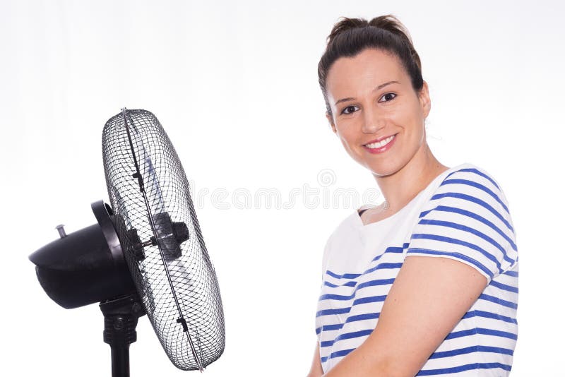 Girl and fan. stock photo. Image of temperature, weather - 62229466