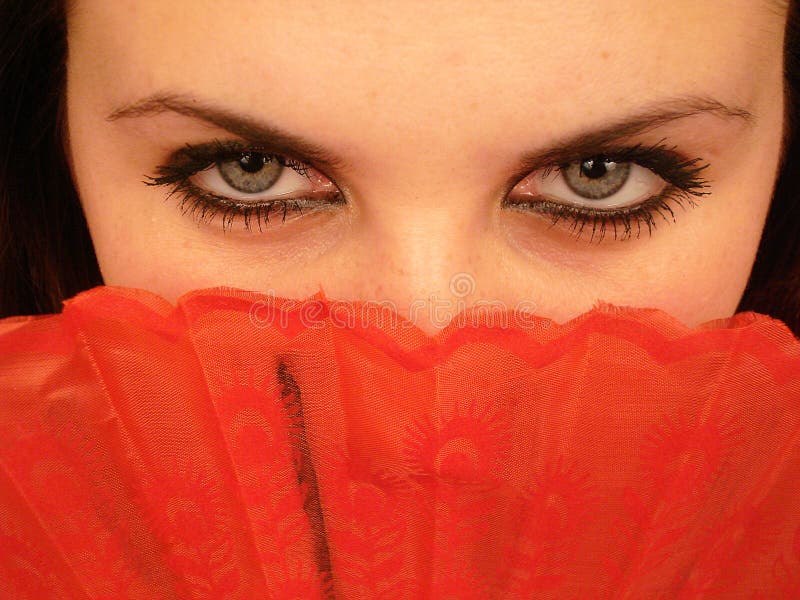 The girl with a fan stock image. Image of people, portrait - 40649729