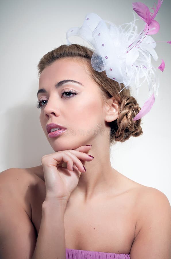 Girl with a fancy hat stock photo. Image of adult, caucasian - 17122802