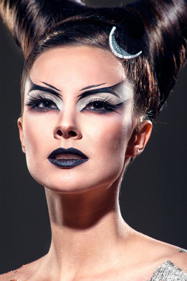 Theatre. Artistic Model with Creative Makeup Stock Photo - Image of ...