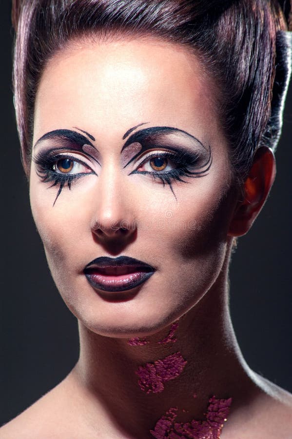 The girl with fancy makeup stock photo. Image of beauty - 34296108