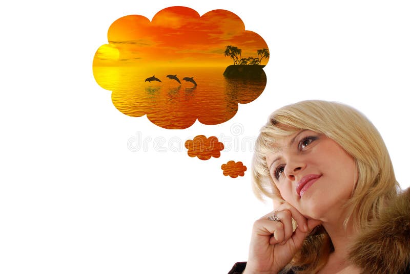 Girl Fantasize about a Vacation Stock Photo - Image of girl, attractive ...