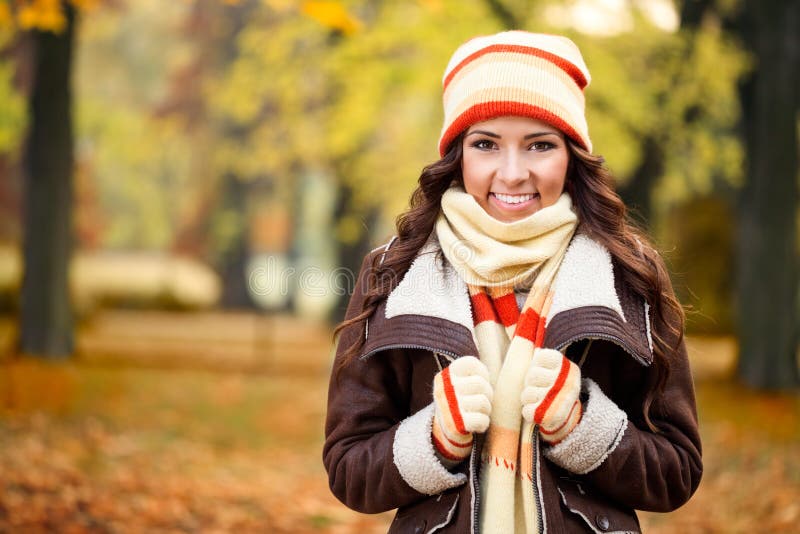 Cold autumn stock photo. Image of jacket, orange, female - 34668522