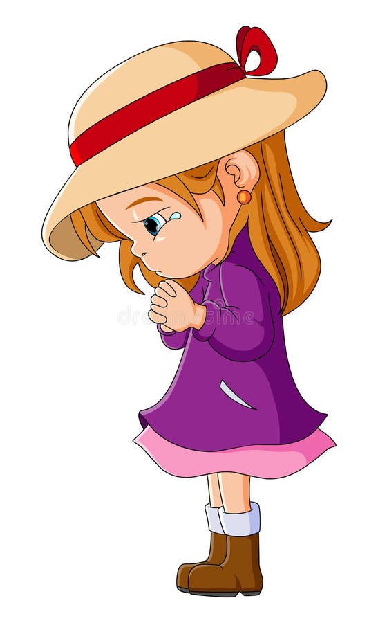 The Girl is Feeling Sad and Crying while Standing Stock Vector ...