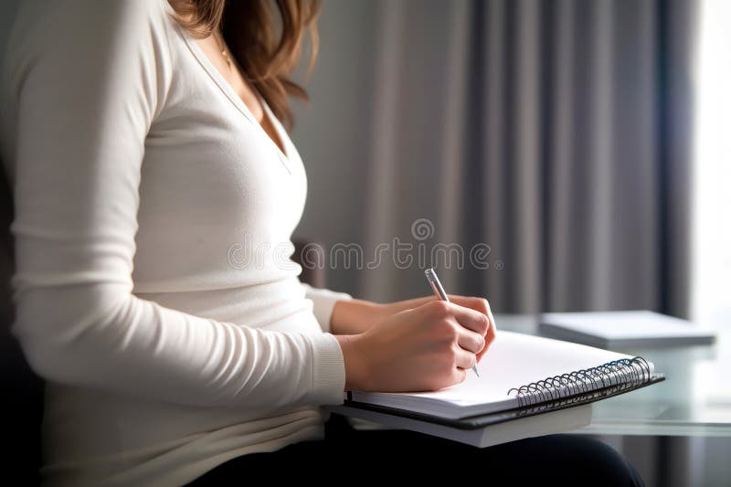 Girl Fills Out Notebook Generative Ai Stock Illustration - Illustration ...