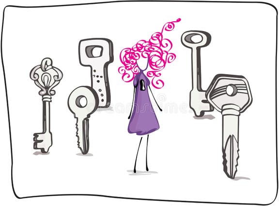 Girl finding key stock illustration. Illustration of simple - 11071421