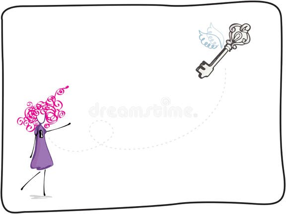 Girl finding key stock illustration. Illustration of simple - 11071428